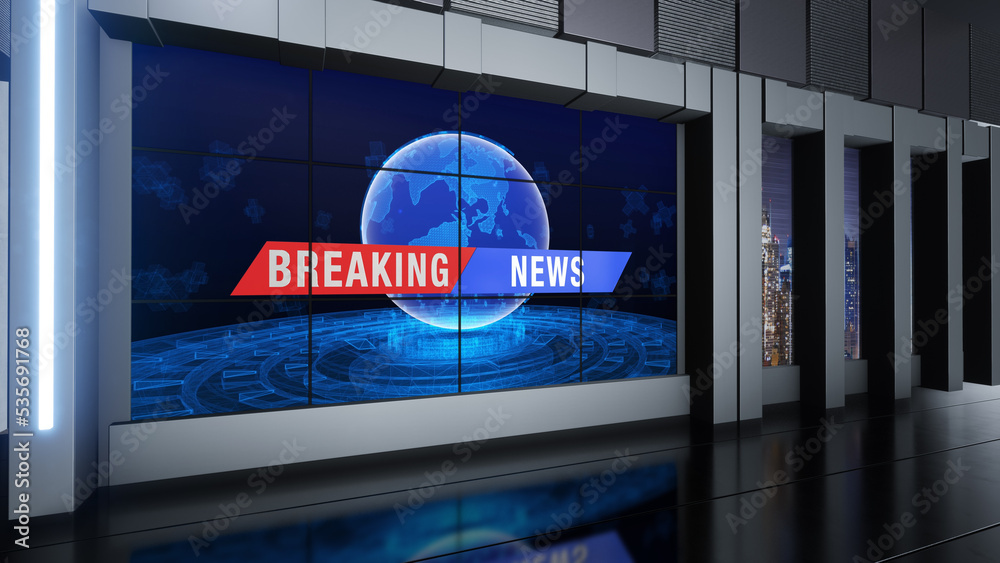 News Studio, Backdrop For TV Shows .TV On Wall.3D Virtual News Studio ...