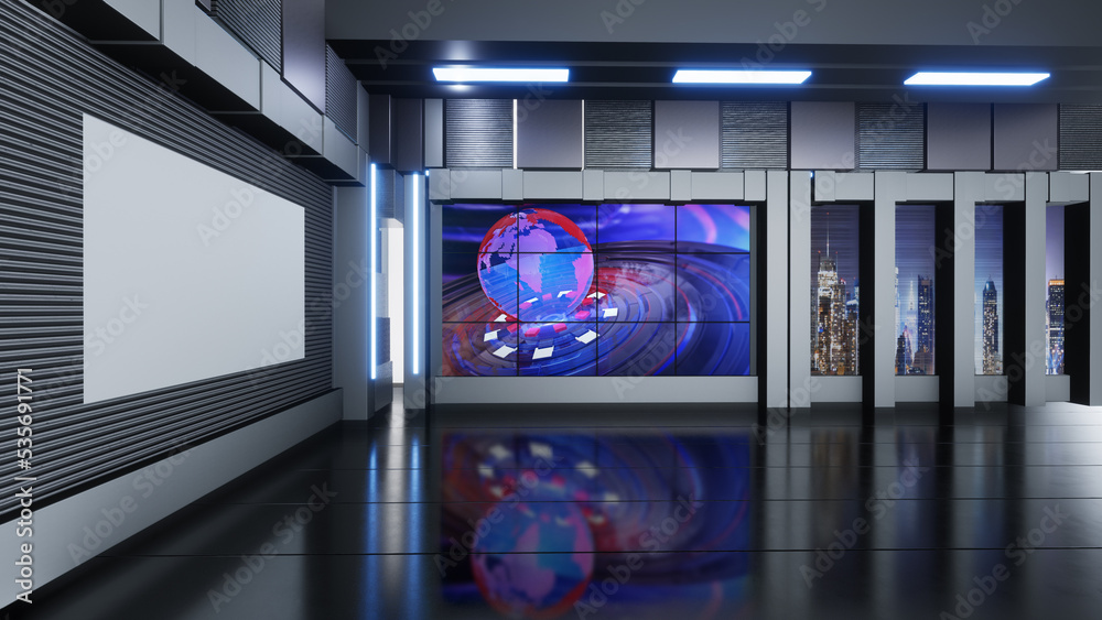 News Studio, Backdrop For TV Shows .TV On Wall.3D Virtual News Studio ...