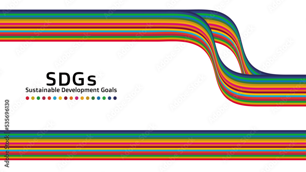 持続可能な開発目標 SDGsのコンセプトカラーである17色のリボンアートです デザイン ベクター Ribbon art in 17 ...
