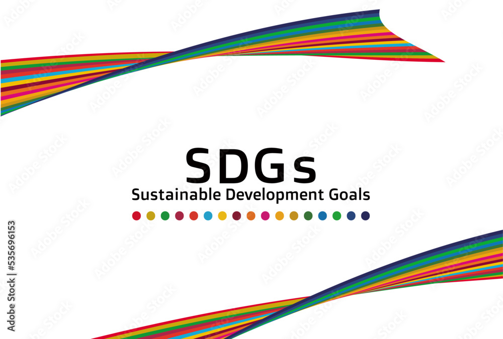 Vetor de 持続可能な開発目標 SDGsのコンセプトカラーである17色のリボンアートです デザイン ベクター Ribbon art in ...
