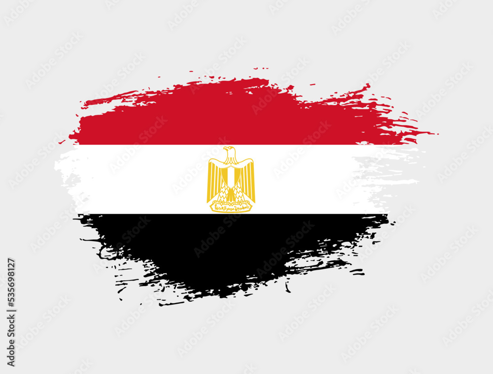 Classic brush stroke painted national Egypt country flag illustration ...
