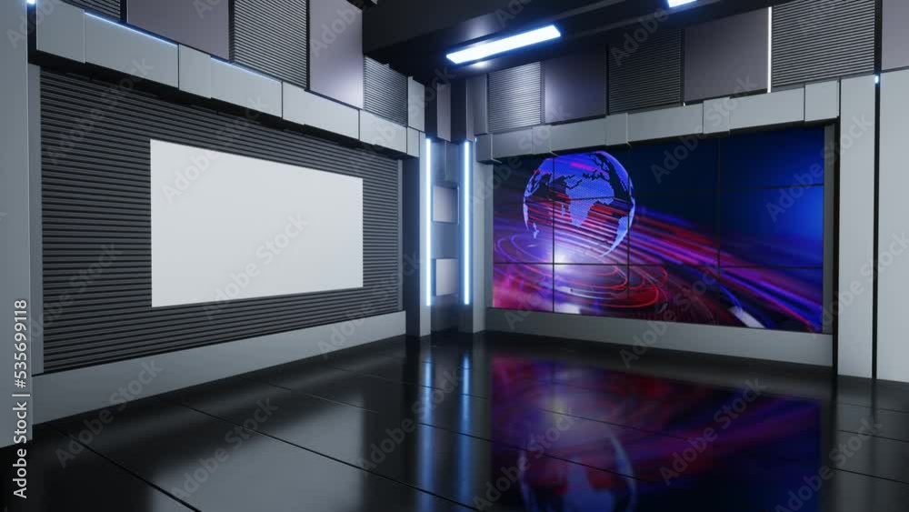 3D Virtual TV Studio News, Backdrop For TV Shows .TV On Wall.3D Virtual ...