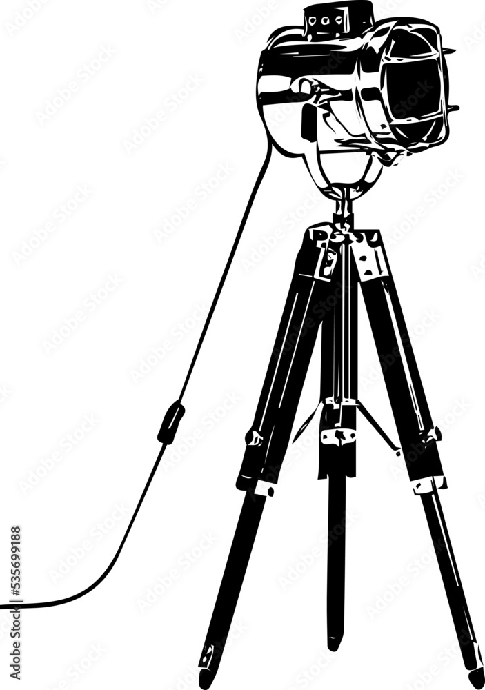 Sketch drawing of movie production light, Silhouette of film light ...