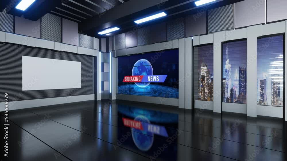 3D Virtual TV Studio News, Backdrop For TV Shows .TV On Wall.3D Virtual ...