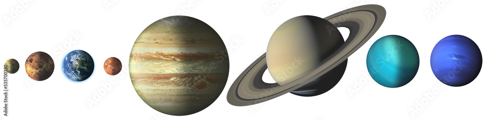 Planets of our Solar system aligned isolated. Image elements provided ...