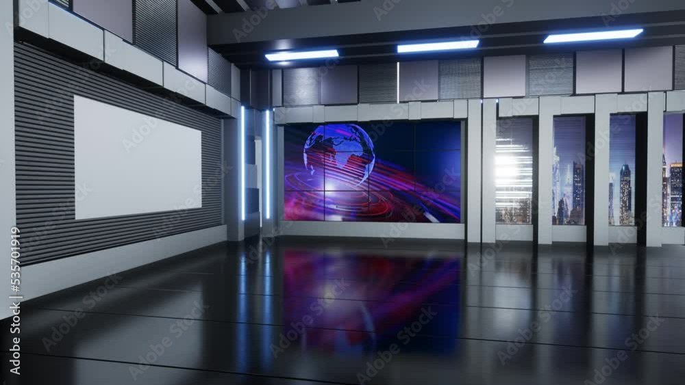 3D Virtual TV Studio News, Backdrop For TV Shows .TV On Wall.3D Virtual ...