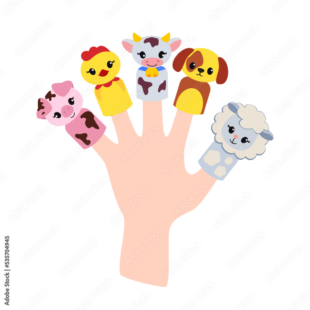 Finger puppets farm animals for paper cut kids activities. Home theater ...
