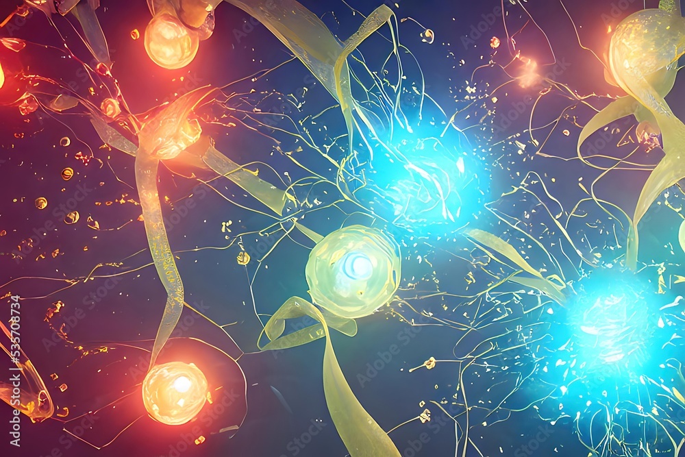 Quantum entanglement states pair 3D particles model. The 2022 Nobel ...