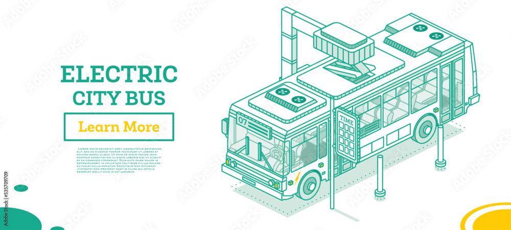 Isometric Electric Bus on Charging Station. Ecological Public Transport ...