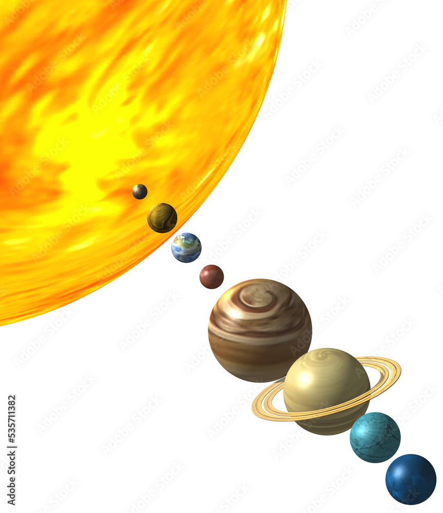 Sun and the planets of our Solar system 3D isolated. Stock Illustration ...