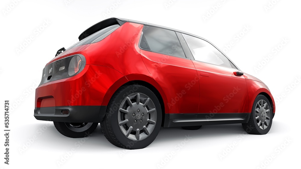 Tokyo. Japan. October 5, 2022. Honda E 2020. A red compact urban ...