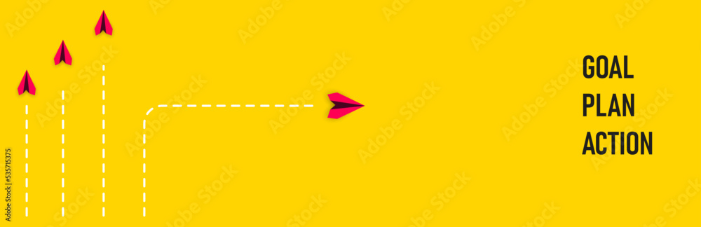 Red airplane going towards goal, plan, action. 2023 year plan idea ...