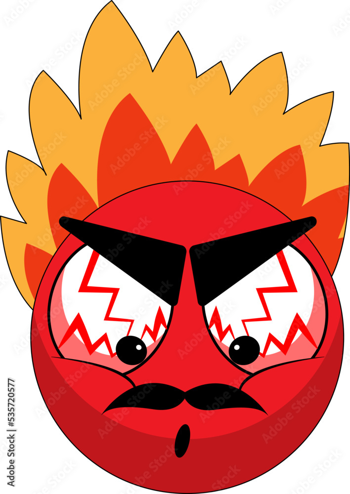 yellow emoticons emotions with moustache angry red and on fire Stock ...