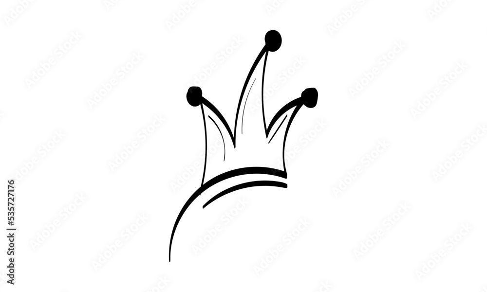 Hand drawn doodle crown. Crown logo hand drawn icon. Black doodle ...