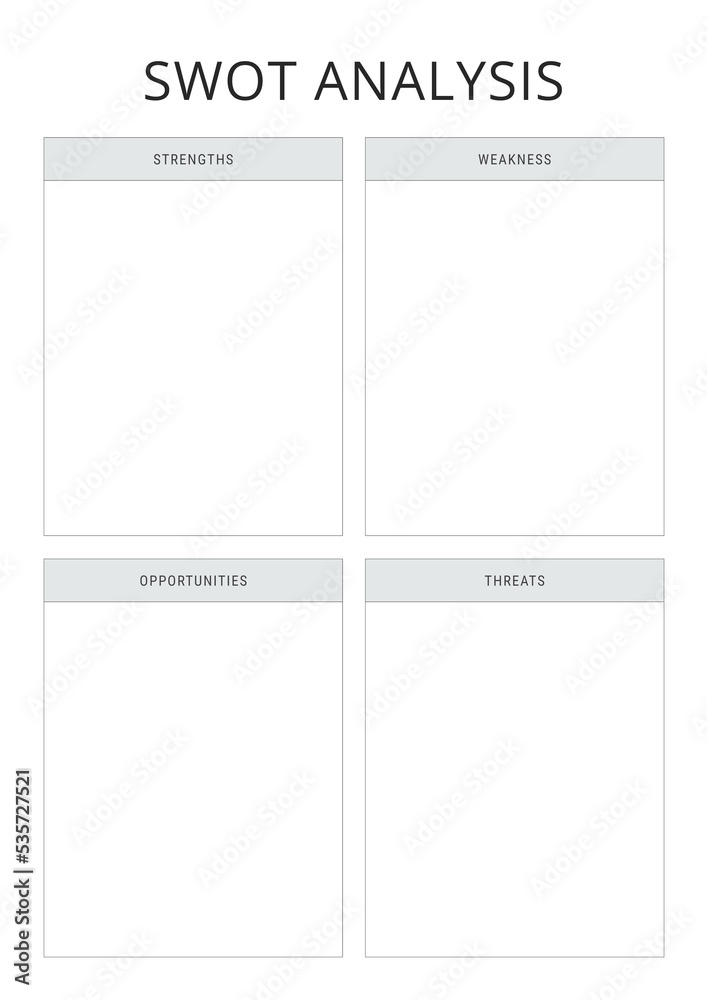 Swot Analysis planner template Stock Illustration | Adobe Stock