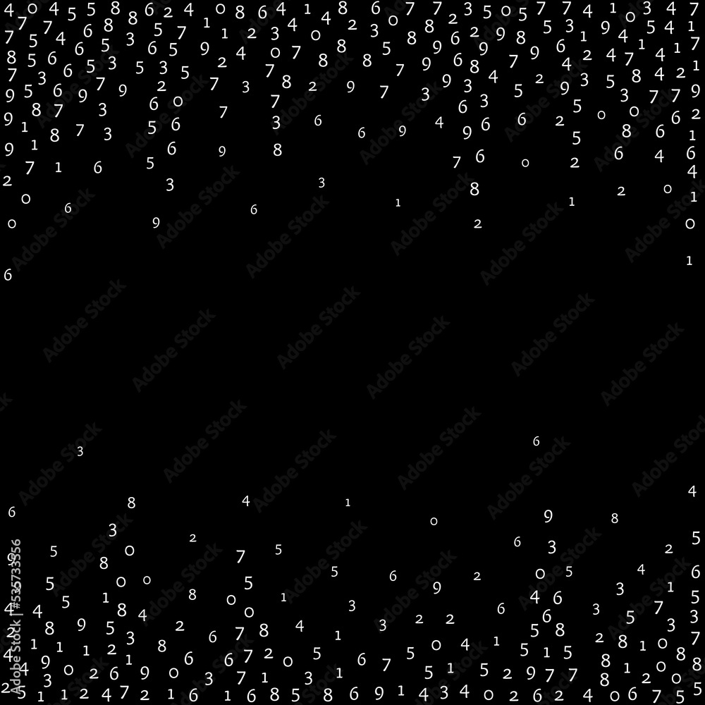 Falling numbers, big data concept. Binary white orderly flying digits ...