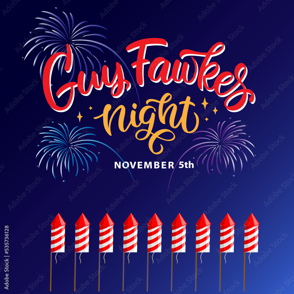 Guy fawkes night. Bonfire Night. Vector lettering illustration ...