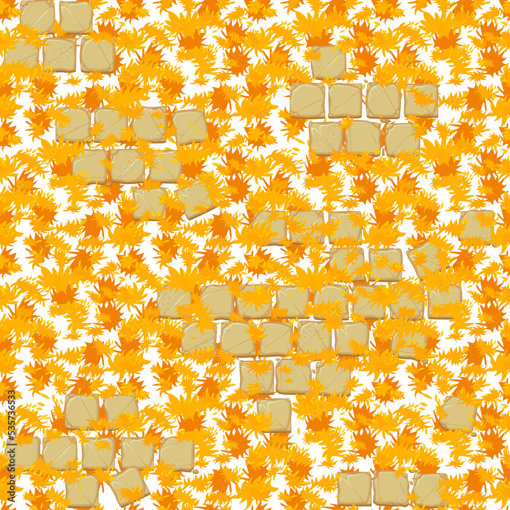 Seamless Grass Texture With Old Stone Tiles Stock Illustration Adobe Stock