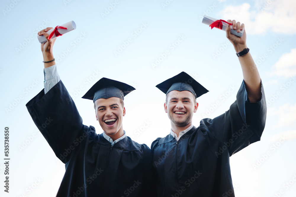 Graduate, success and students in graduation with future secured by ...