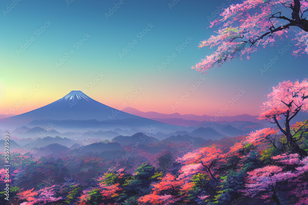 Japan anime scenery wallpaper featuring beautiful pink cherry trees and ...