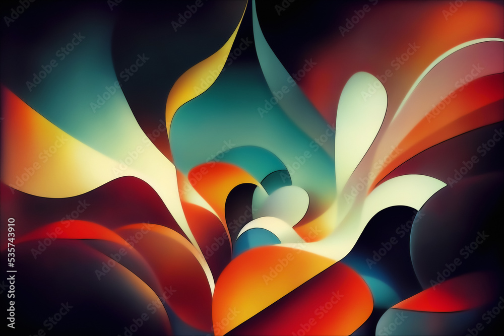 Harmonic shapes and complementary colors, abstract background, digital ...