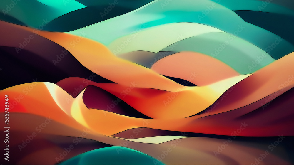 Abstract background of harmonic shapes and complementary colors ...