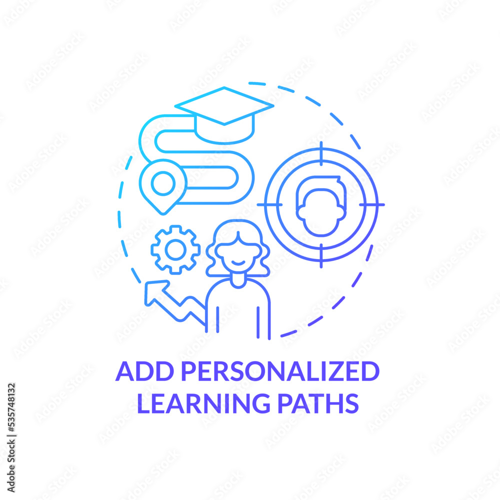 Add personalized learning paths blue gradient concept icon. Corporate ...