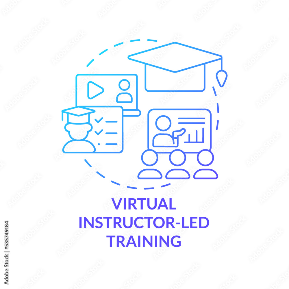 Virtual instructor-led training blue gradient concept icon. Organizing ...
