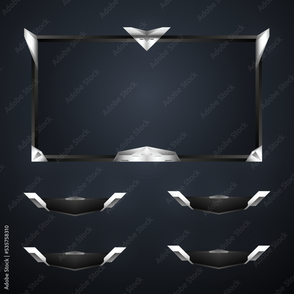 Fantasy gaming interface metallic stream overlay border frame template ...
