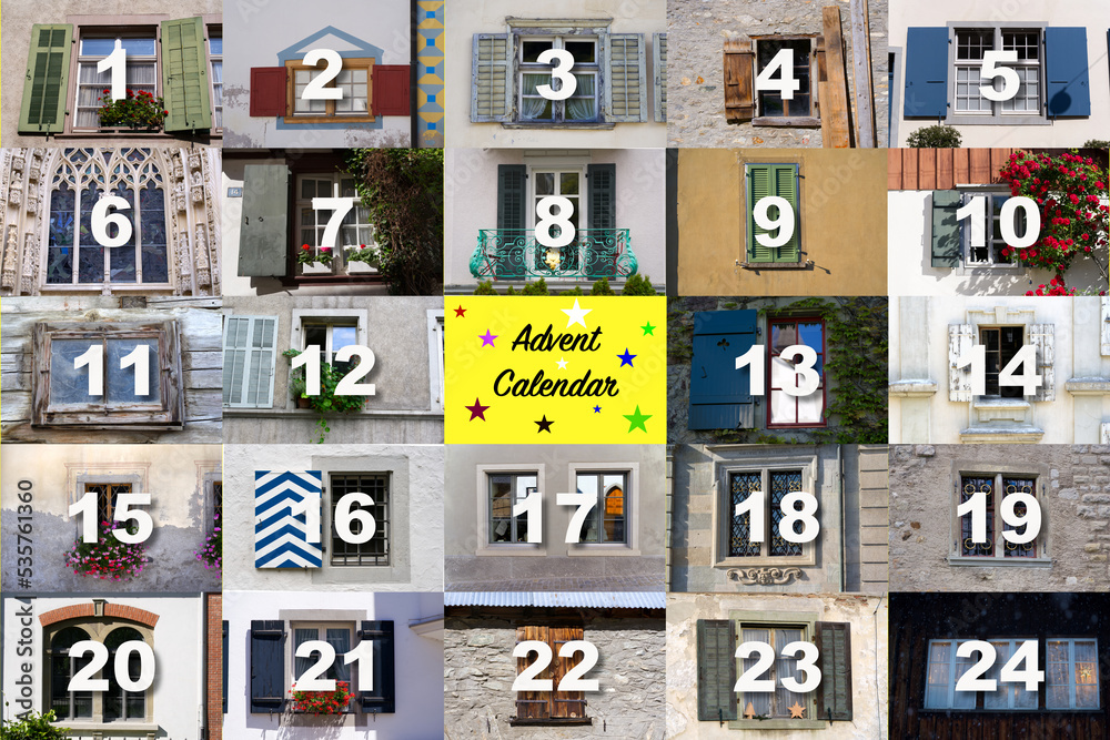 Advent Calendar with photos of windows of Swiss houses and buildings ...