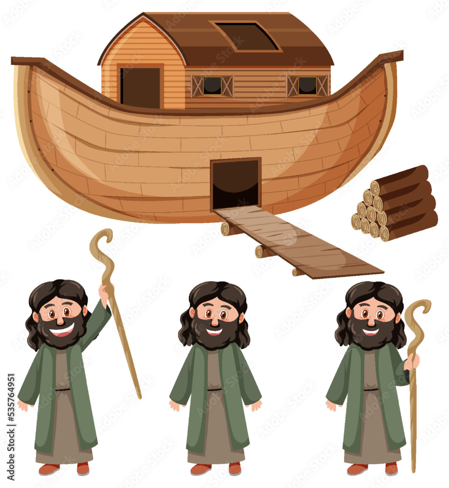 Noahs Ark and cartoon character set Stock Vector | Adobe Stock