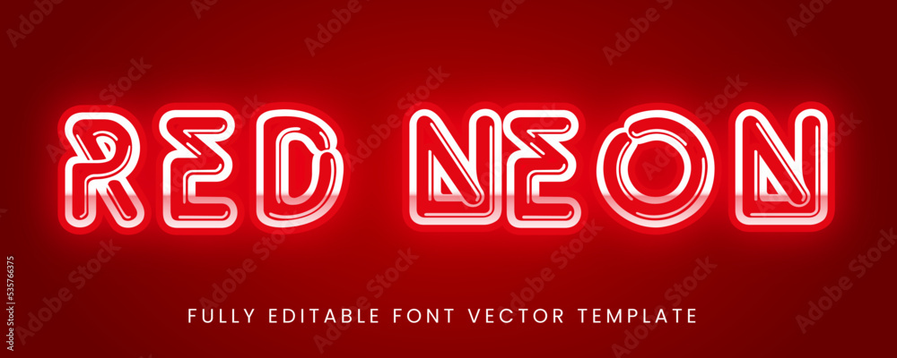 Red neon vector text effects fully editable fonts template Stock Vector ...
