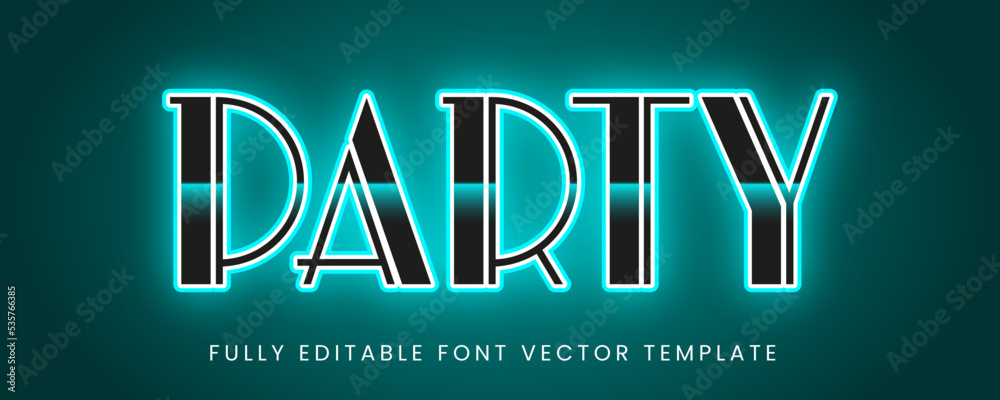 Retro party neon glow retro vector text effects fully editable fonts ...