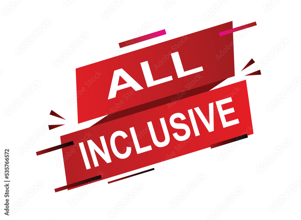 Vector Illustration All Inclusive. Red vector banner with white ...