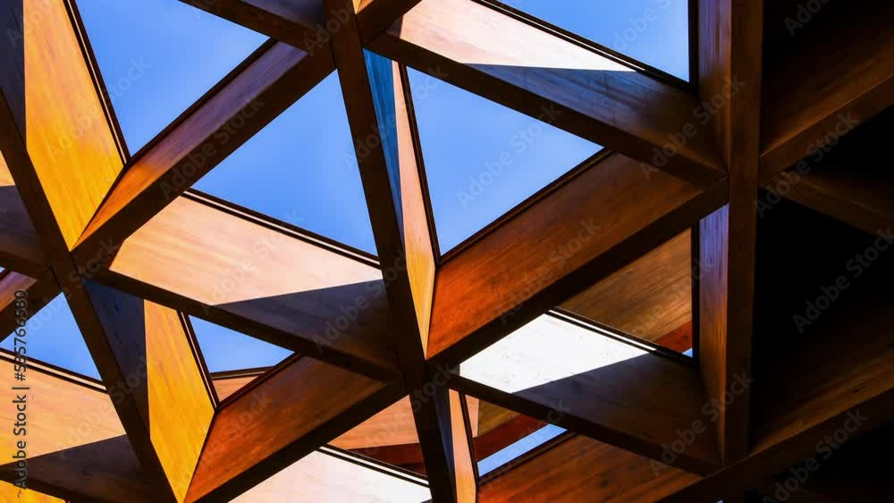 4k zoom in out Roofing Construction. Wooden Roof Frame House ...