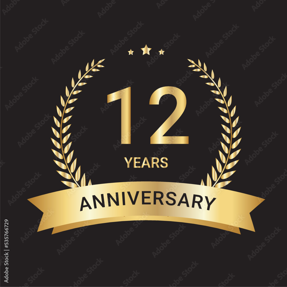 12 Year Anniversary Celebration Logo. 12 Year Anniversary Vector Art ...