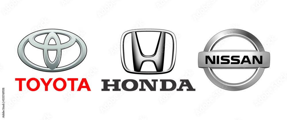Collection of biggest japan car manufacturers logos, on white ...