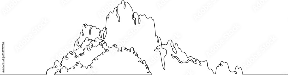 One continuous line.Rocky island. Uninhabited island in the ocean ...