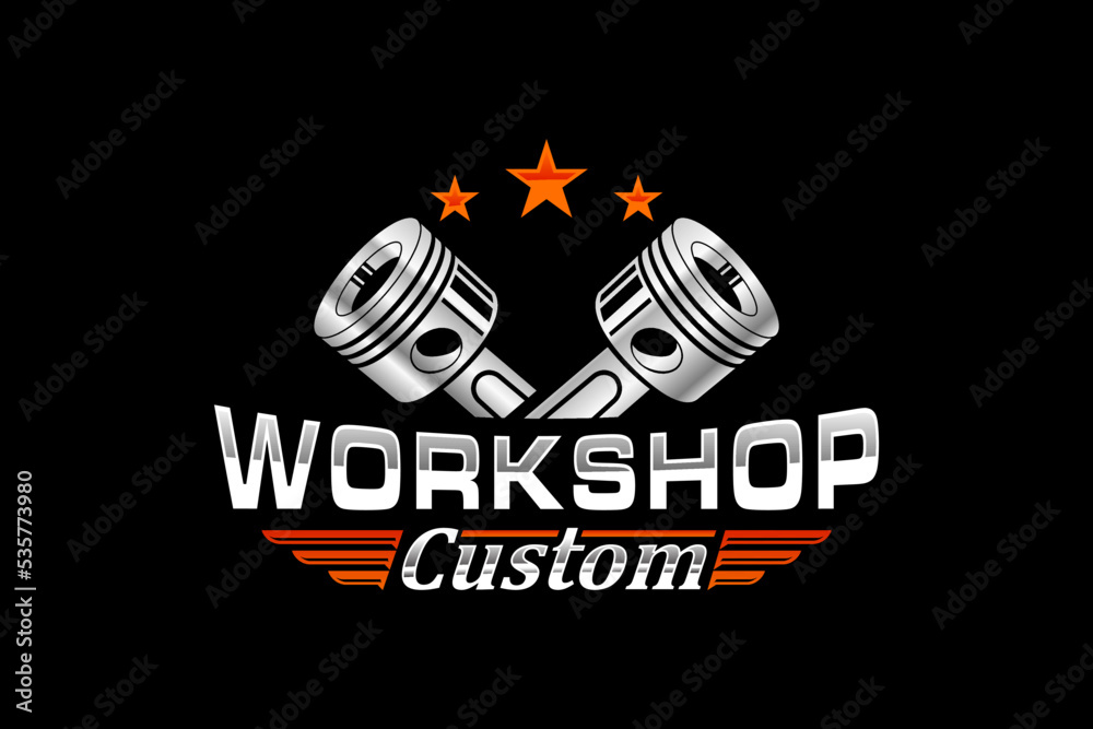 Automotive piston workshop logo design modern badge style custom car ...