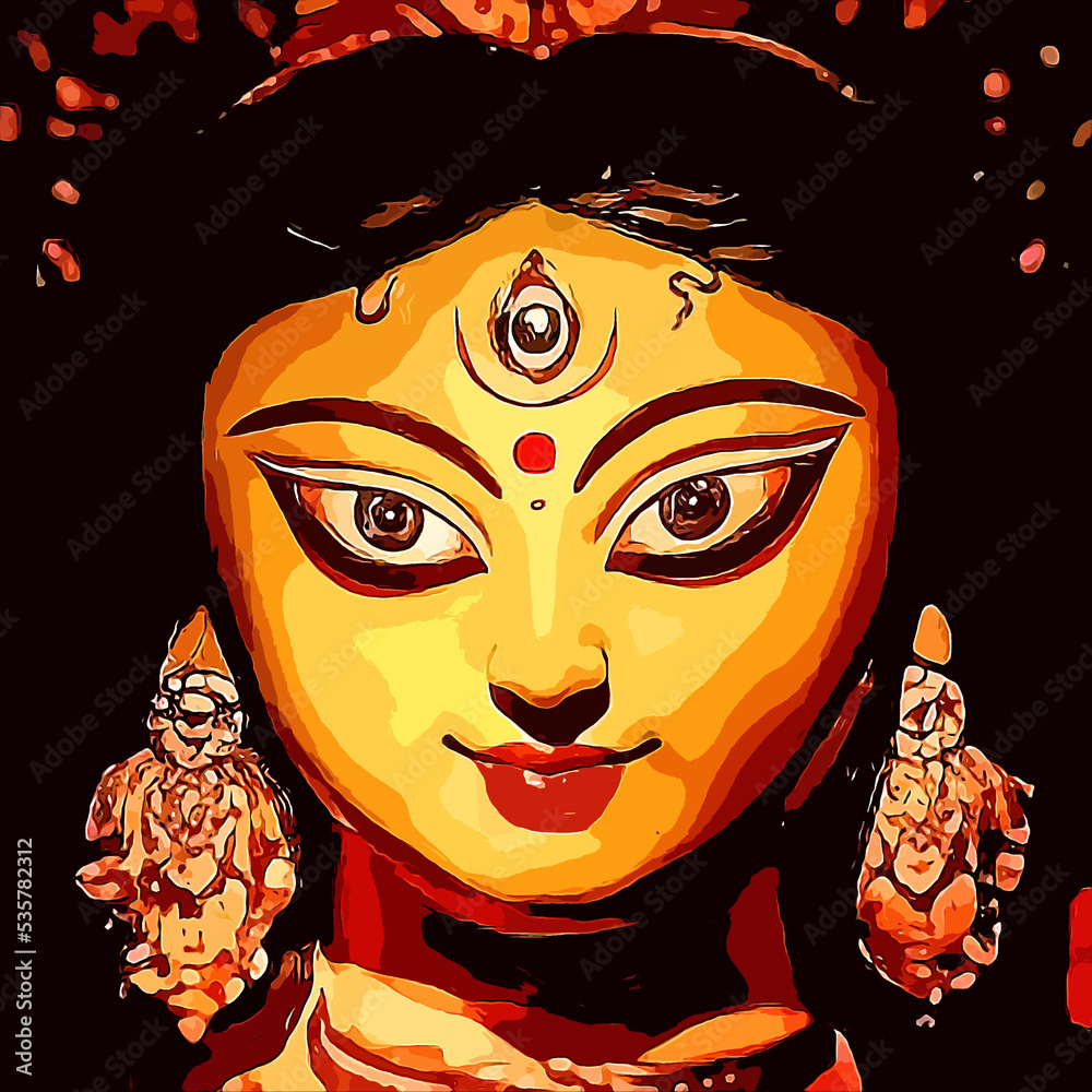 Indian goddess MAA Durga's beautiful portrait illustration Stock ...