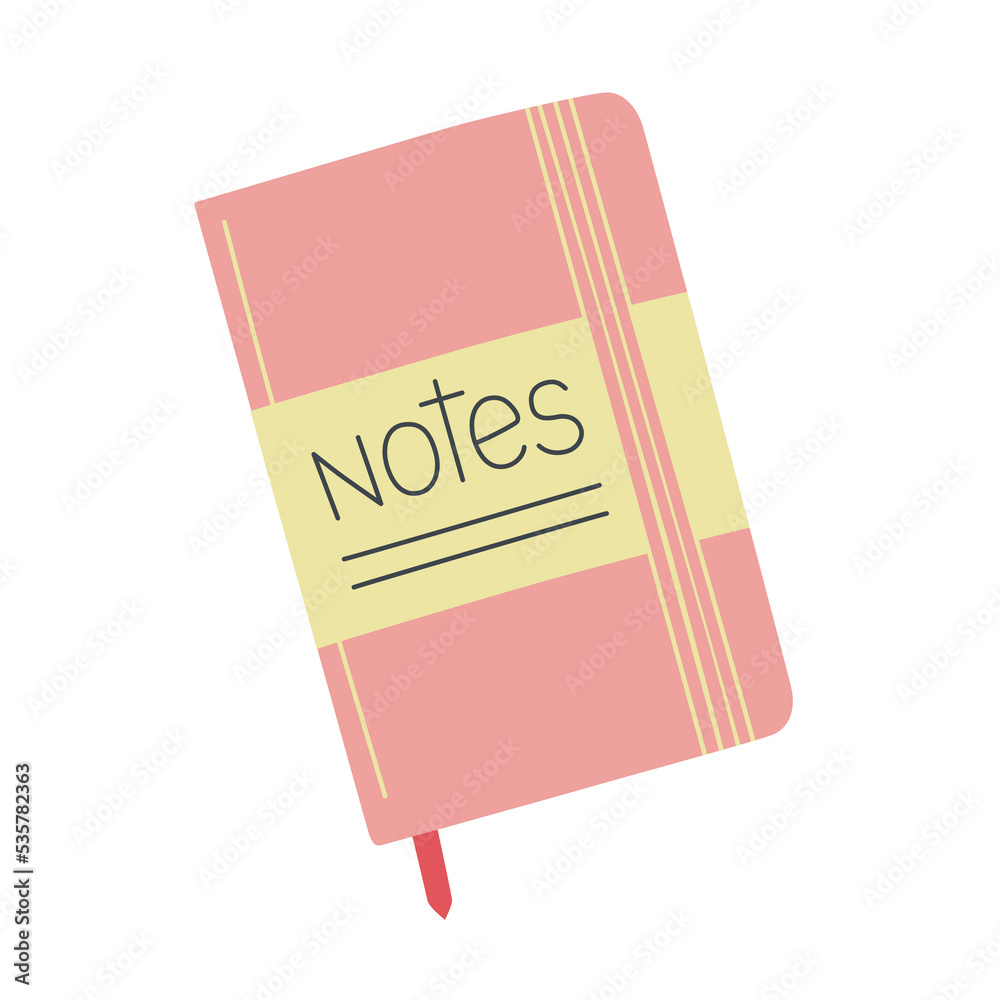 Notebook with elastic strap, doodle icon of bullet journal with ...