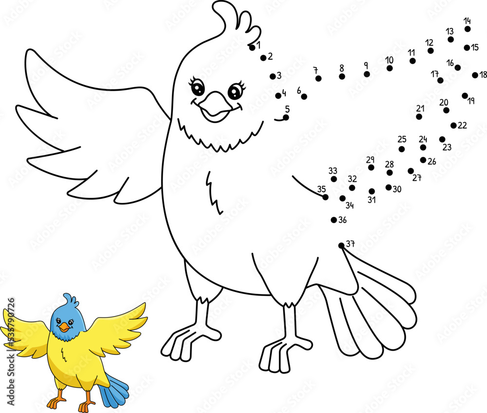 Dot to Dot Bird Isolated Coloring Page for Kids Stock Vector | Adobe Stock