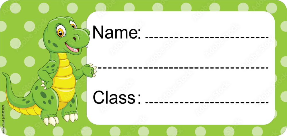 DINOSAUR NAME LABEL FOR SCHOOL Stock Vector | Adobe Stock