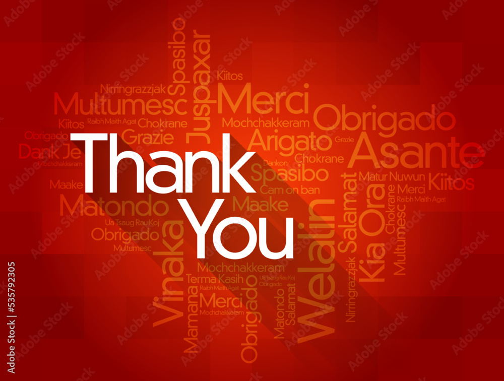Thank You Word Cloud concept background in many languages Stock Vector ...