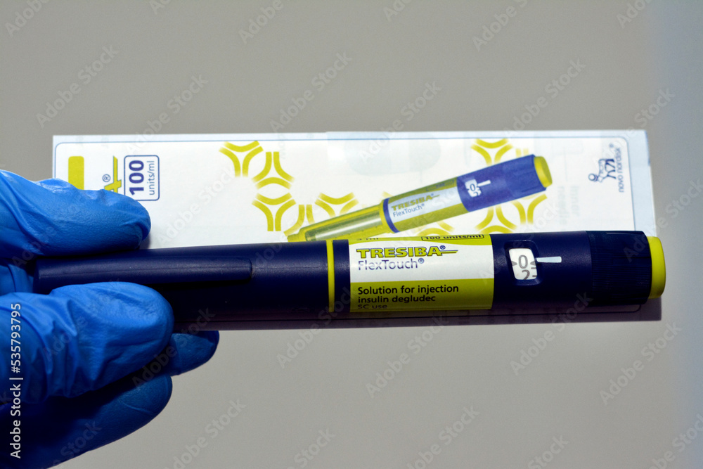 Cairo, Egypt, October 4 2022: Tresiba FlexTouch 100 units per ml by ...