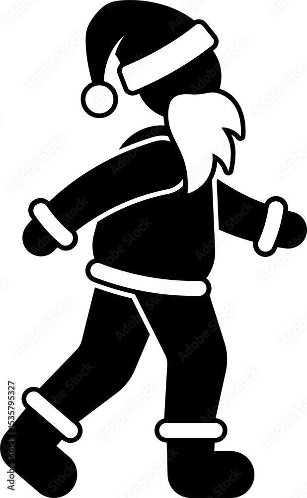 Stick figure Santa Claus walking fast side view isolated illustration ...