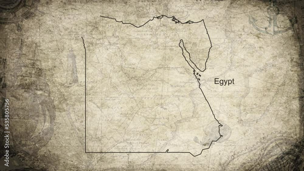 Egypt map drawn on a cartography background sheet of paper Stock Video ...