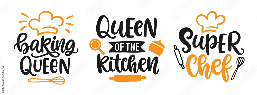 Super chef logo, Baking Queen of the Kitchen, hand written lettering ...