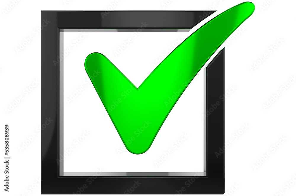 3D render check mark symbol icon green, transparent, PNG Stock ...