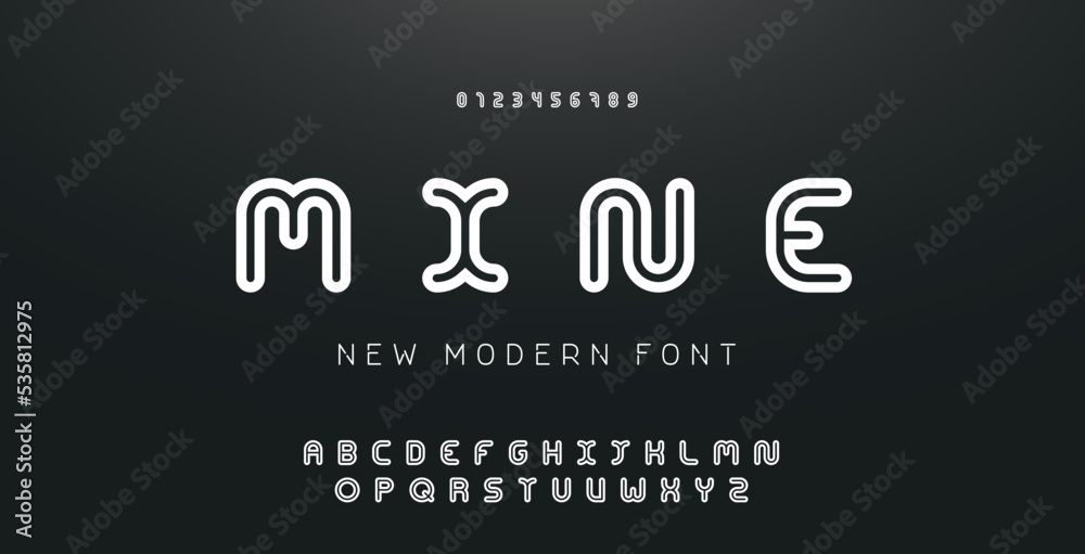 MINE Sports minimal tech font letter set. Luxury vector typeface for ...
